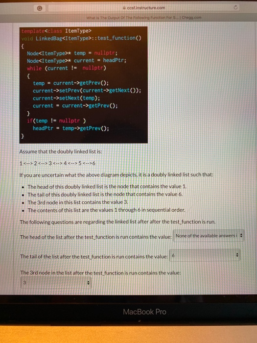 Solved ccsf.instructure.com What Is The Output Of The | Chegg.com