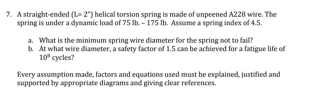 Solved 7. A straight-ended (L=2′′) helical torsion spring is | Chegg.com