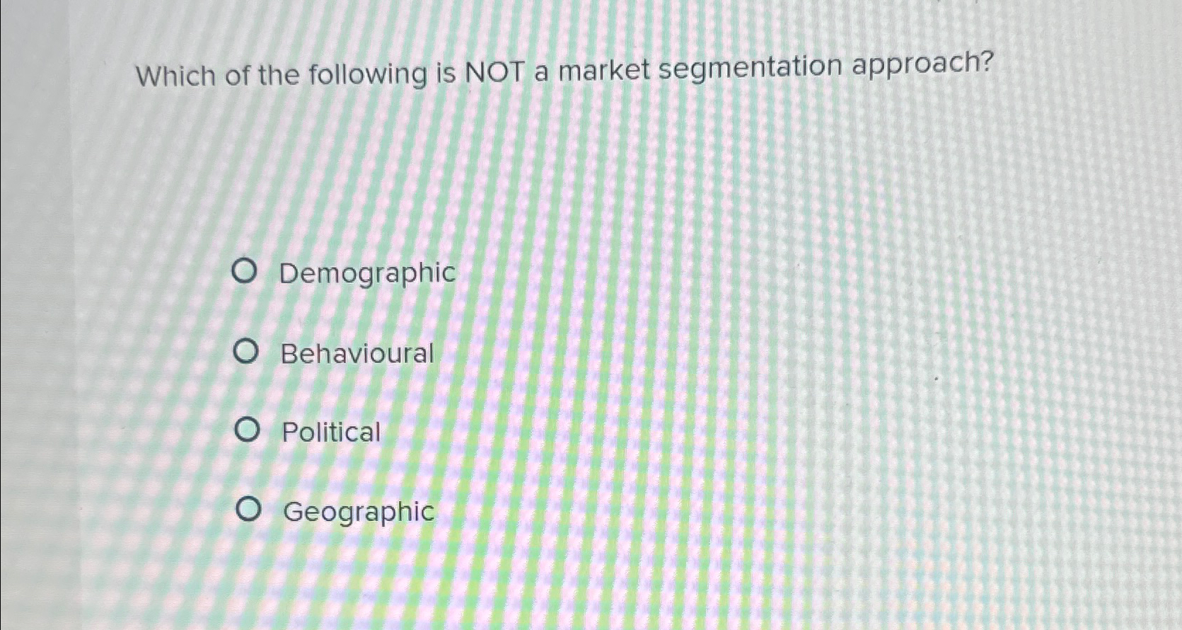 Solved Which of the following is NOT a market segmentation | Chegg.com