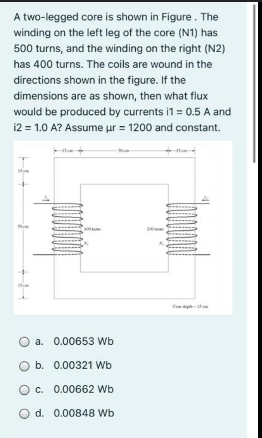 Solved A two-legged core is shown in Figure. The winding on | Chegg.com