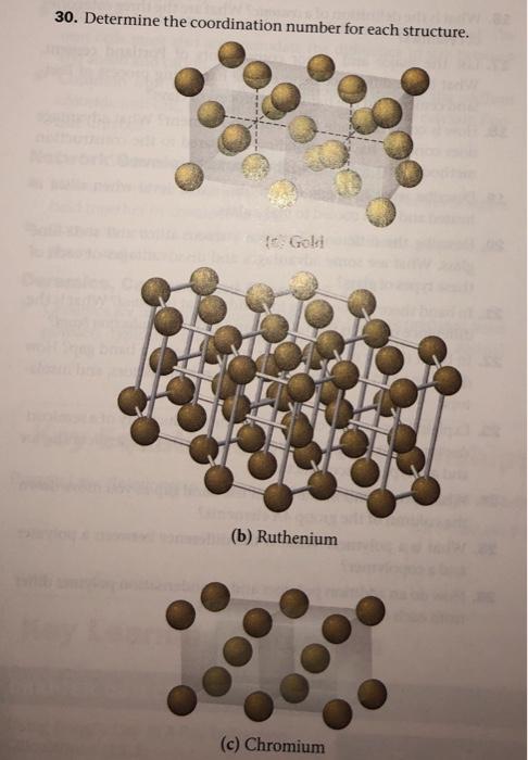 Solved 30. Determine the coordination number for each | Chegg.com