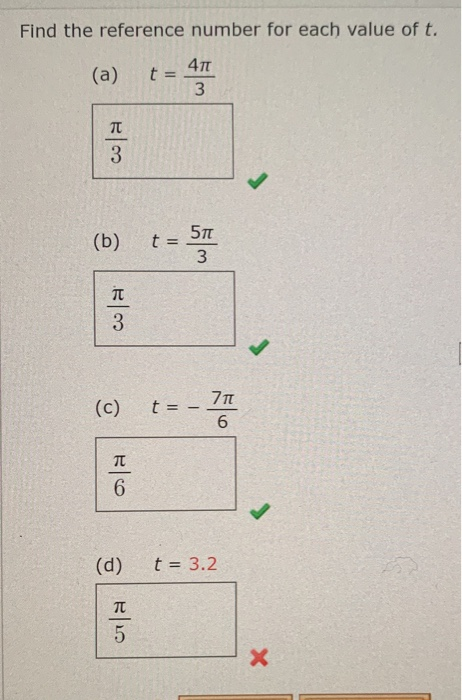 Solved Find the reference number for each value of t. (a) t | Chegg.com