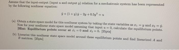 Solved Assume that the input-output (input u and output y) | Chegg.com