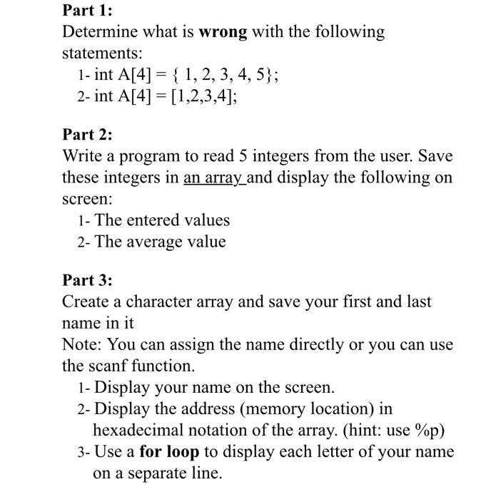 Solved Part 1: Determine what is wrong with the following | Chegg.com