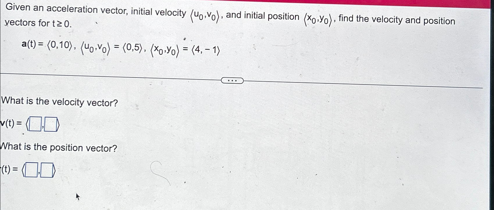 Given an acceleration vector, initial velocity | Chegg.com