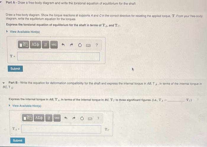 Solved Draw a free-body diagram. Show the torque reactions | Chegg.com