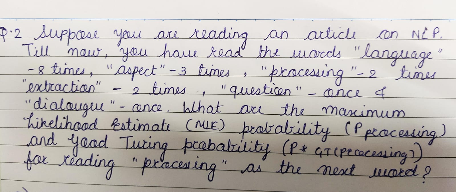 Solved Q.2 ﻿suppose you are reading an article con NEP.Till | Chegg.com