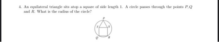 Solved 4. An equilateral triangle sits atop a square of side | Chegg.com