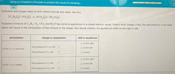 Solved Using Le Chatelier's Principle to predict the result | Chegg.com