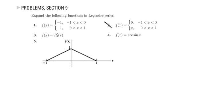 Solved Expand the following functions in Legendre series. 1. | Chegg.com