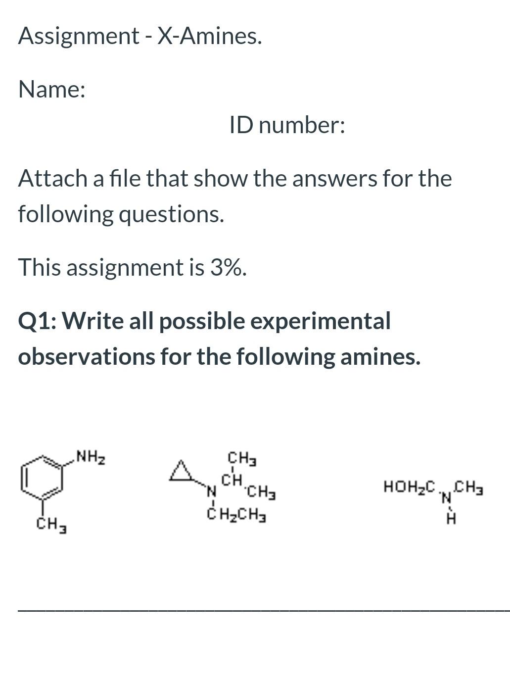 Solved Assignment - X-Amines. Name: ID number: Attach a file | Chegg.com
