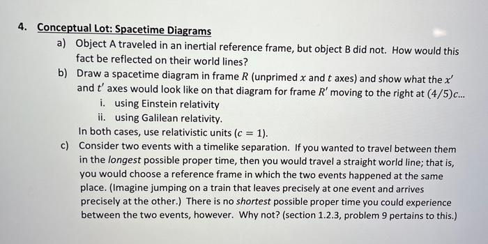 Solved Conceptual Lot: Spacetime Diagrams a) Object A | Chegg.com