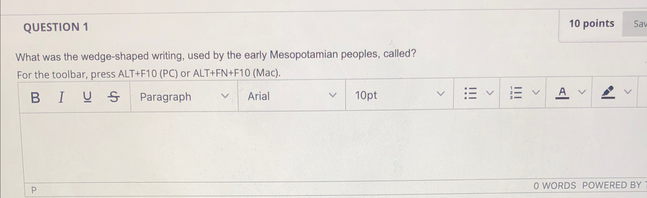 Solved QUESTION 110 ﻿pointsWhat was the wedge-shaped | Chegg.com