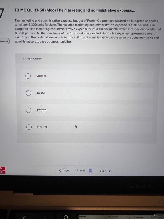 Solved TB MC Qu. 13-54 (Algo) The marketing and | Chegg.com