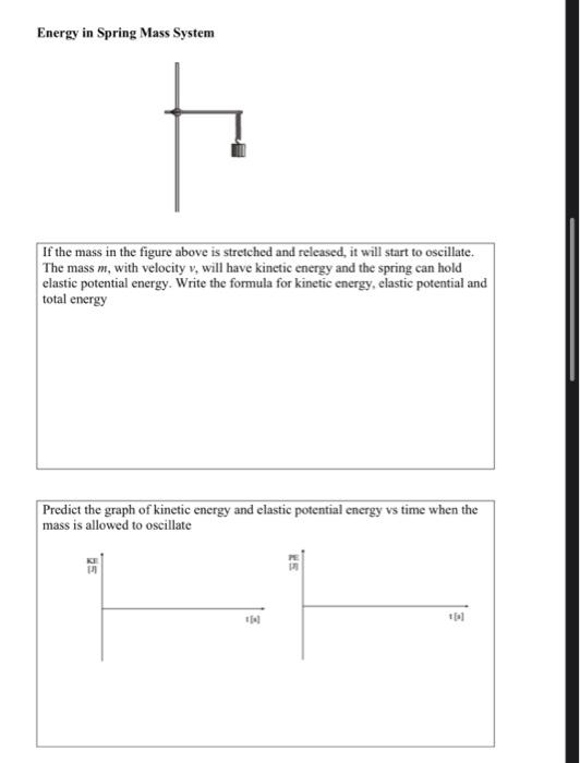 Solved Energy in Spring Mass System If the mass in the | Chegg.com