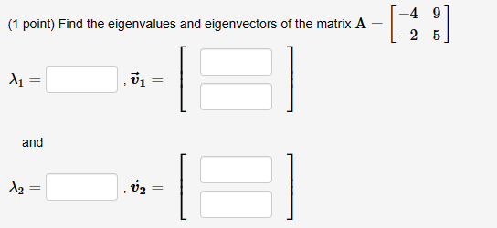 Solved (1 ﻿point) ﻿Find the eigenvalues and eigenvectors of | Chegg.com