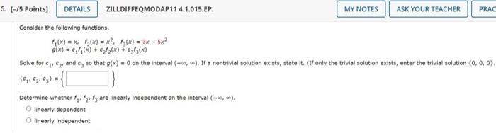 Solved PRAC 5. [-/5 Points) DETAILS ZILLDIFFEQMODAP11 | Chegg.com Solved PRAC 5. [-/5 Points) DETAILS ZILLDIFFEQMODAP11 | Chegg.com