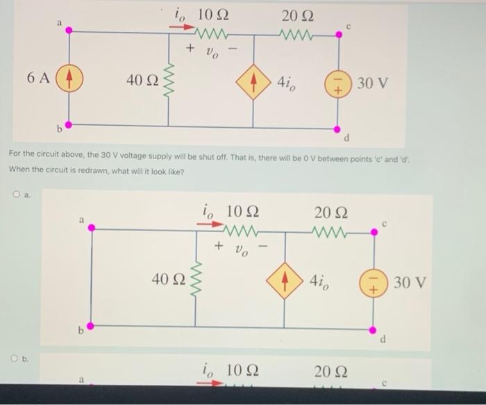 Solved For the circuit above, the 30 V voltage supply will | Chegg.com