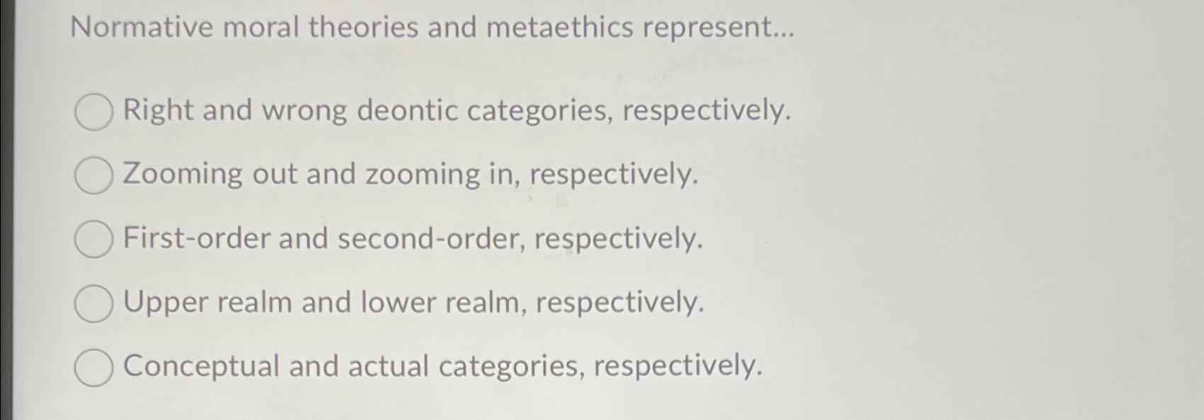 Solved Normative moral theories and metaethics | Chegg.com