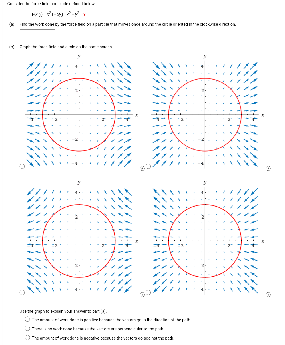 Solved Consider the force field and circle defined below. | Chegg.com