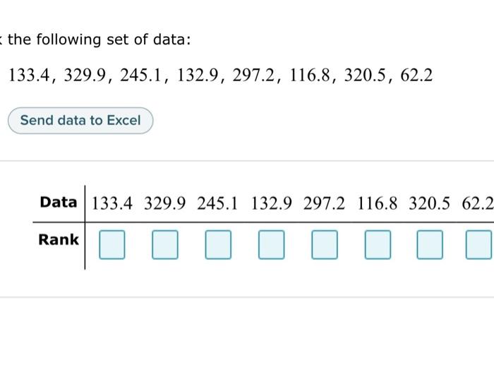 the following set of data: | Chegg.com