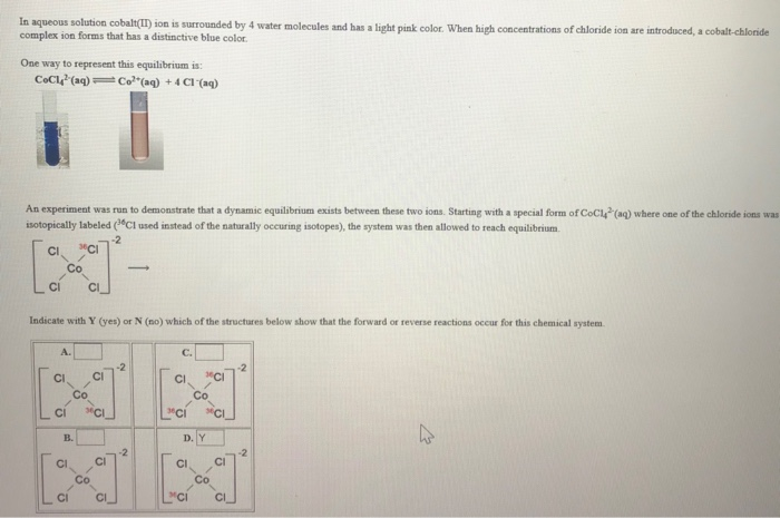 Solved In aqueous solution cobalt(II)ion is surrounded by 4 | Chegg.com