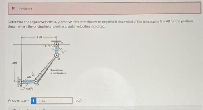 Solved Determine the angular velocity ωμ (positive if | Chegg.com