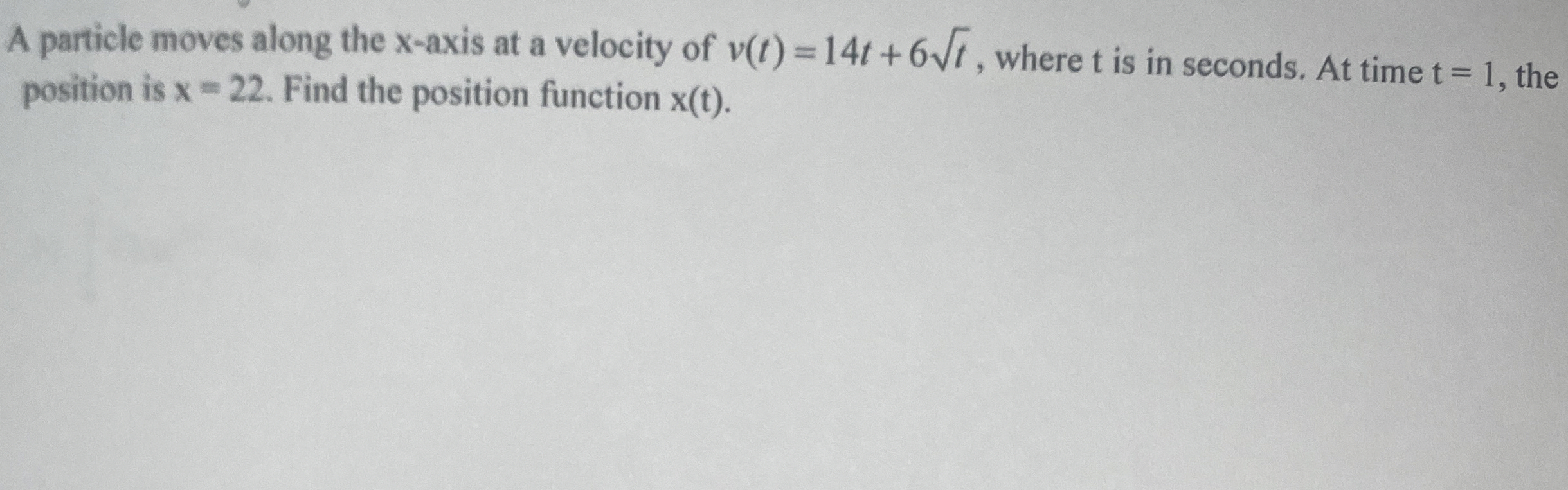 Solved A particle moves along the x-axis at a velocity of | Chegg.com