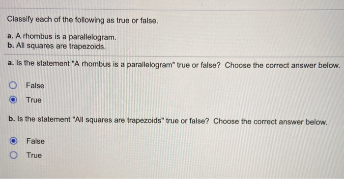 Solved Classify each of the following as true or false. a. A | Chegg.com