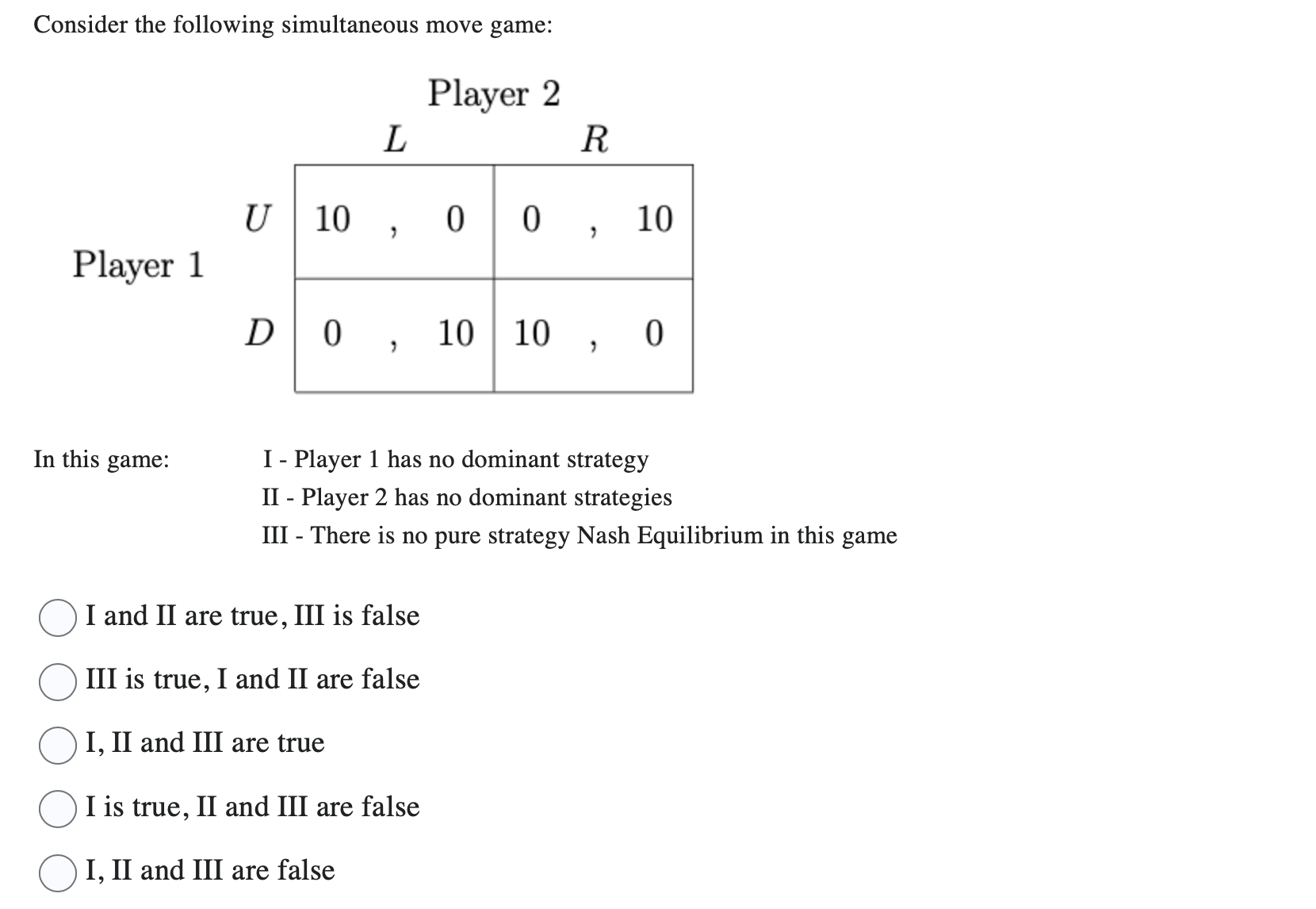 Solved Consider the following simultaneous move game:Player | Chegg.com