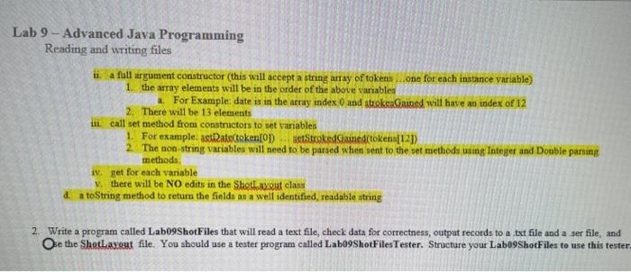 Solved Lab 9 Advanced Java Programming Reading And Writang 