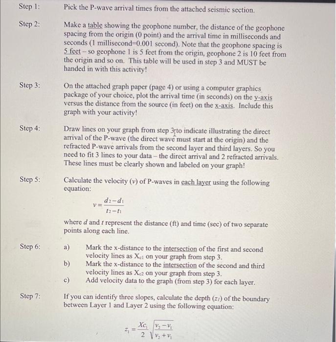 Step 1: Pick the P-wave arrival times from the | Chegg.com