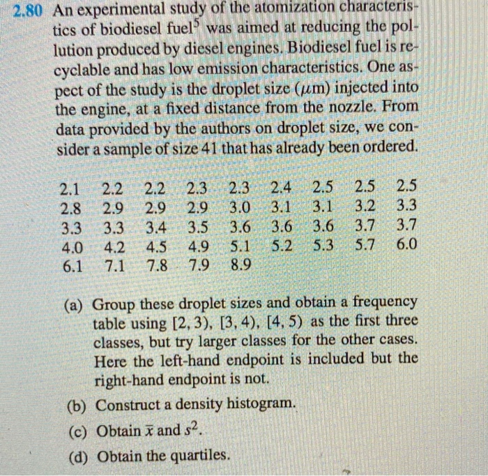 Solved 2.80 An experimental study of the atomization | Chegg.com