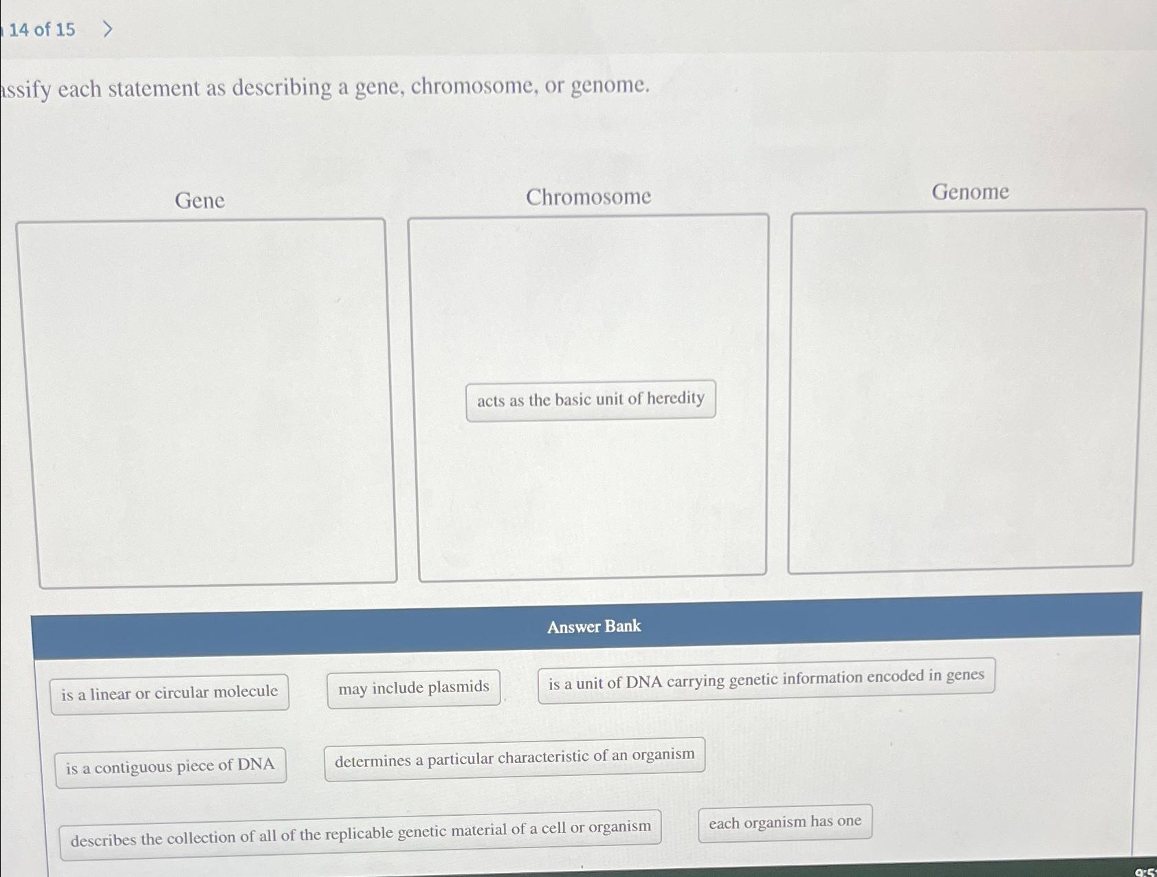 Solved 14 ﻿of 15Classify each statement as describing a | Chegg.com