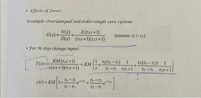 Solved Effects of Zeros: Example: Overdamped 2nd-order | Chegg.com