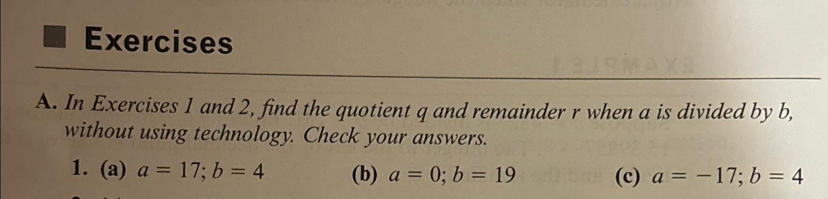 Solved ExercisesA. ﻿In Exercises 1 ﻿and 2, ﻿find the | Chegg.com