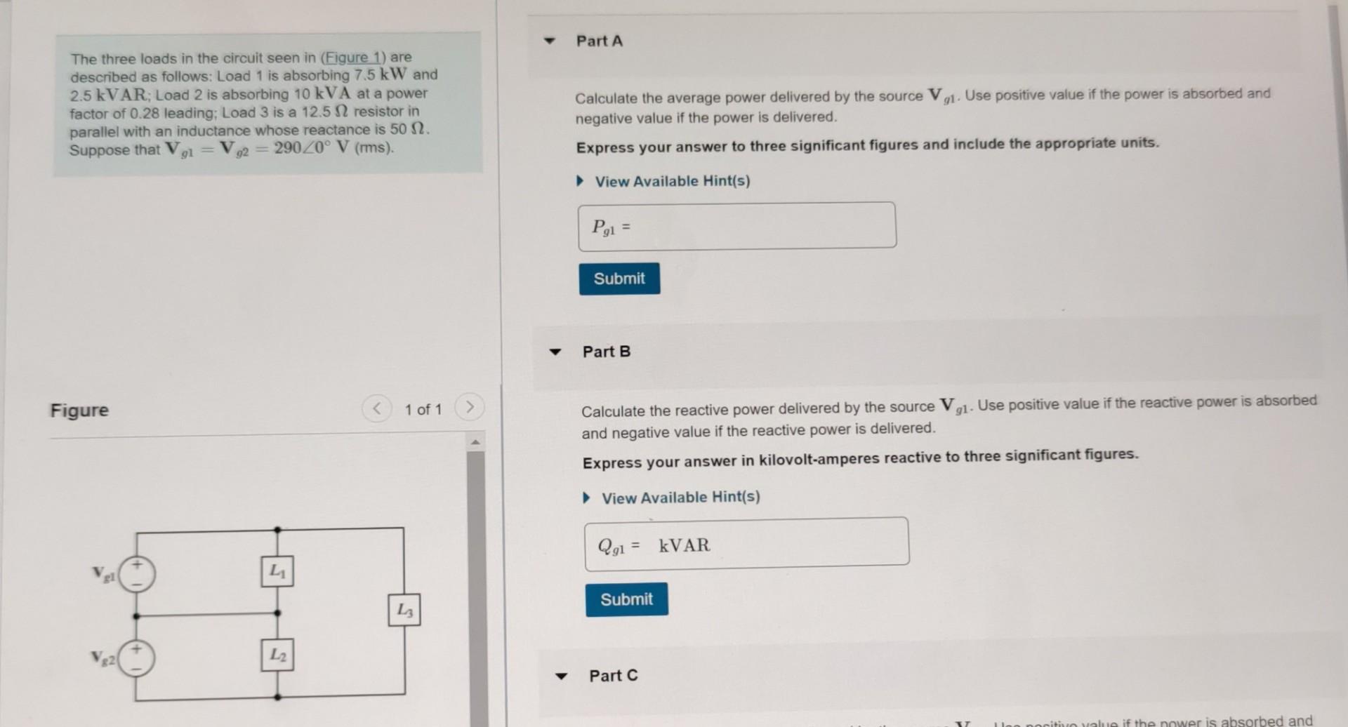 Solved Part A The three loads in the circuit seen in (Figure | Chegg.com