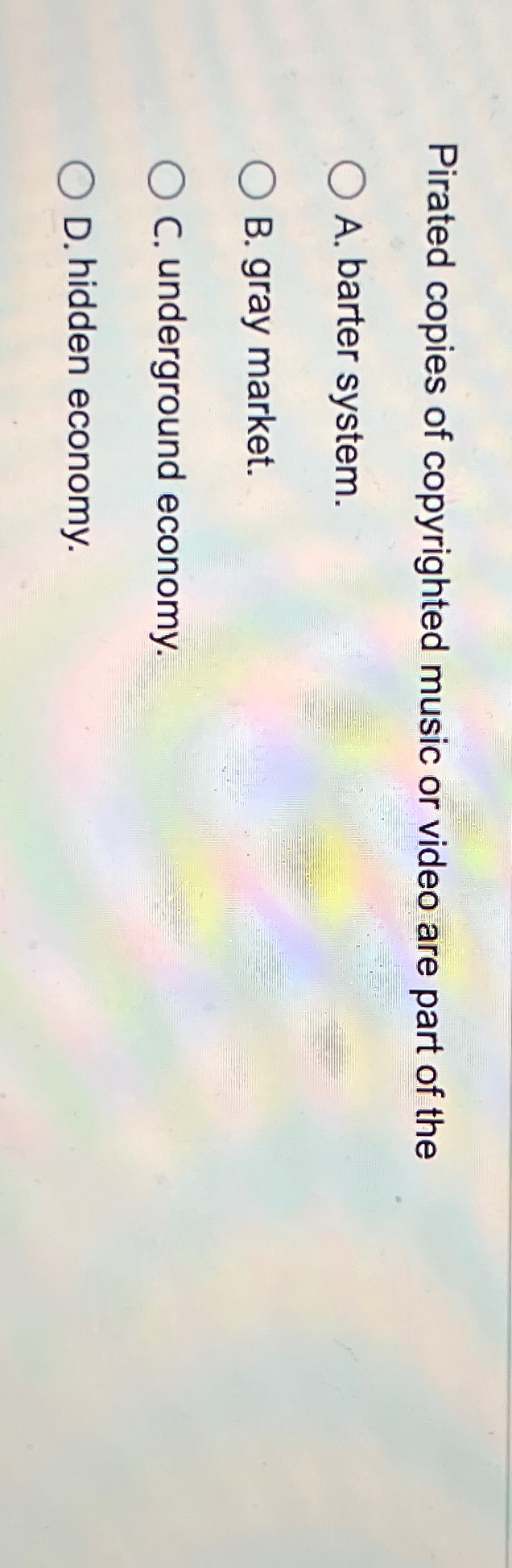 Solved Pirated copies of copyrighted music or video are part | Chegg.com