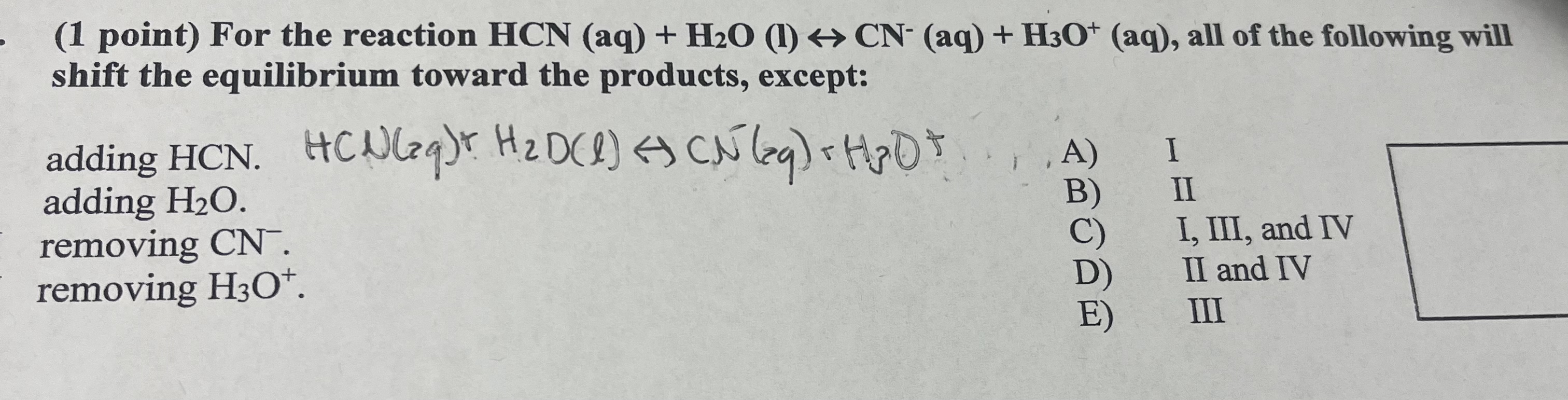 Solved (1 ﻿point) ﻿For the reaction | Chegg.com