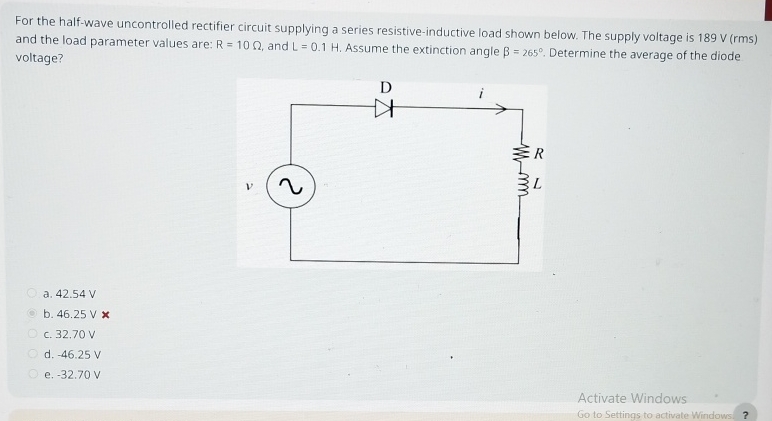 Solved For the half-wave uncontrolled rectifier circuit | Chegg.com