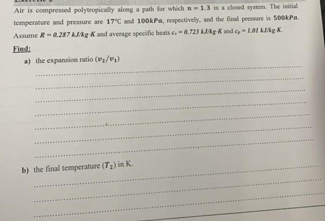 Solved Air is compressed polytropically along a path for | Chegg.com