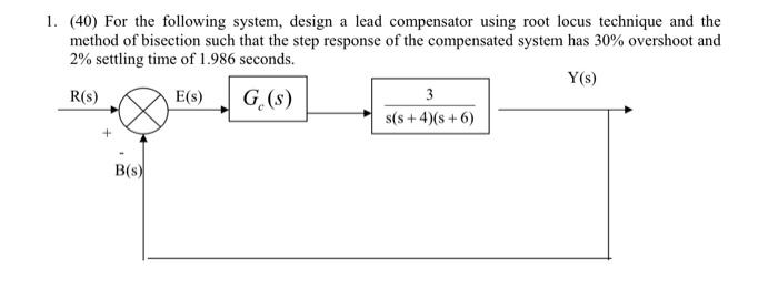Solved 1 40 For The Following System Design A Lead Chegg