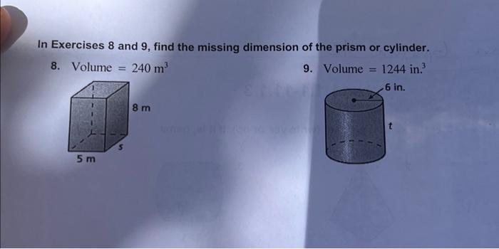 Solved In Exercises 8 and 9 , find the missing dimension of | Chegg.com