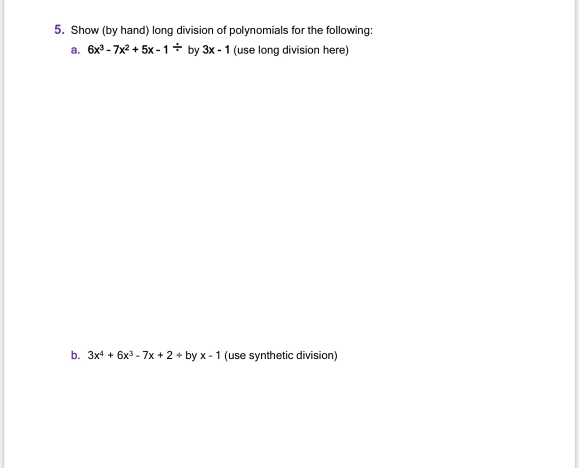 Solved Show (by hand) ﻿long division of polynomials for the | Chegg.com