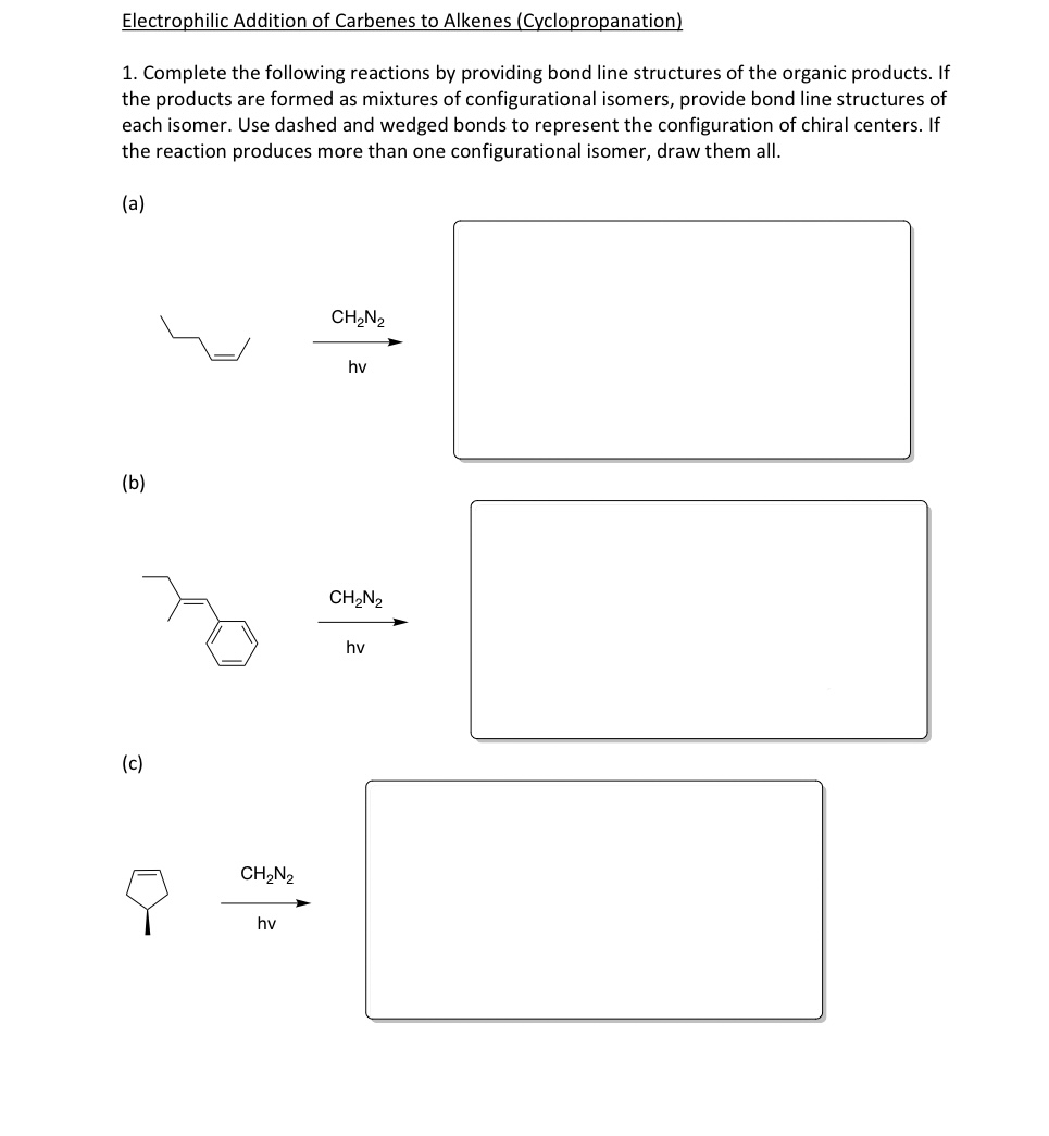 Solved Electrophilic Addition of Carbenes to Alkenes | Chegg.com