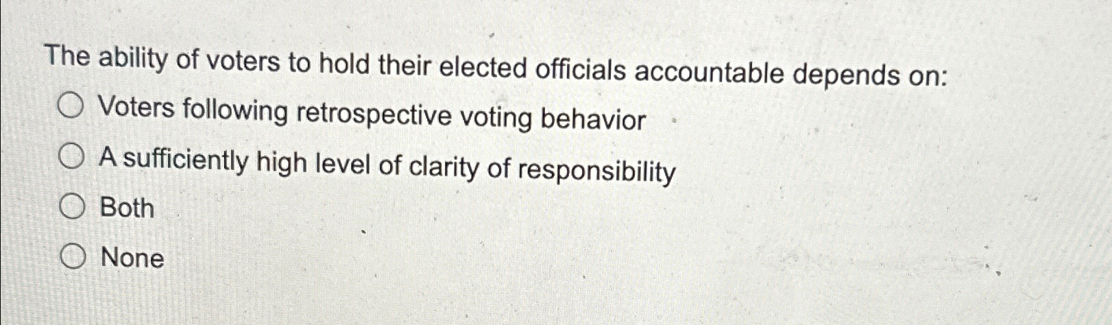 Solved The ability of voters to hold their elected officials | Chegg.com