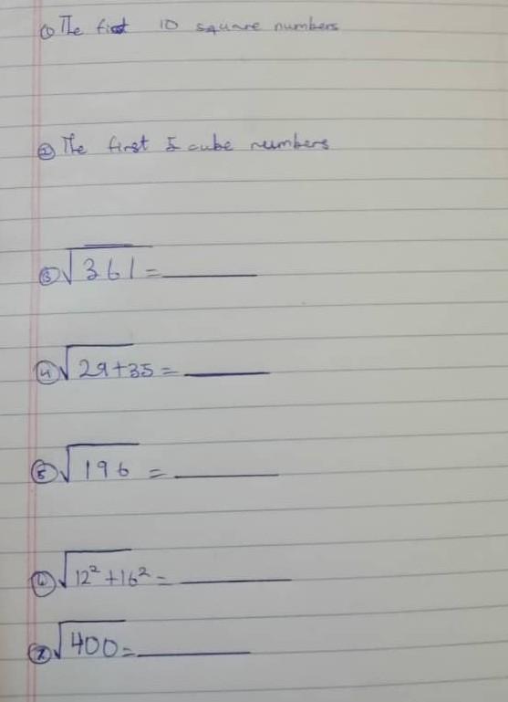 Solved to The first 10 square numbers. The first I cube | Chegg.com