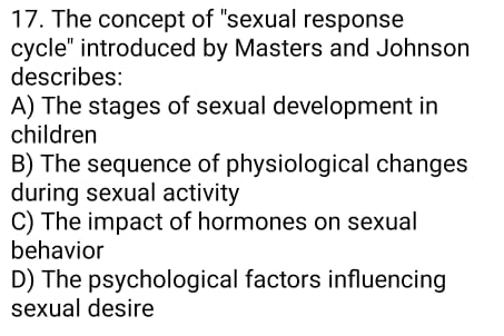 Solved The concept of "sexual response cycle" introduced by | Chegg.com