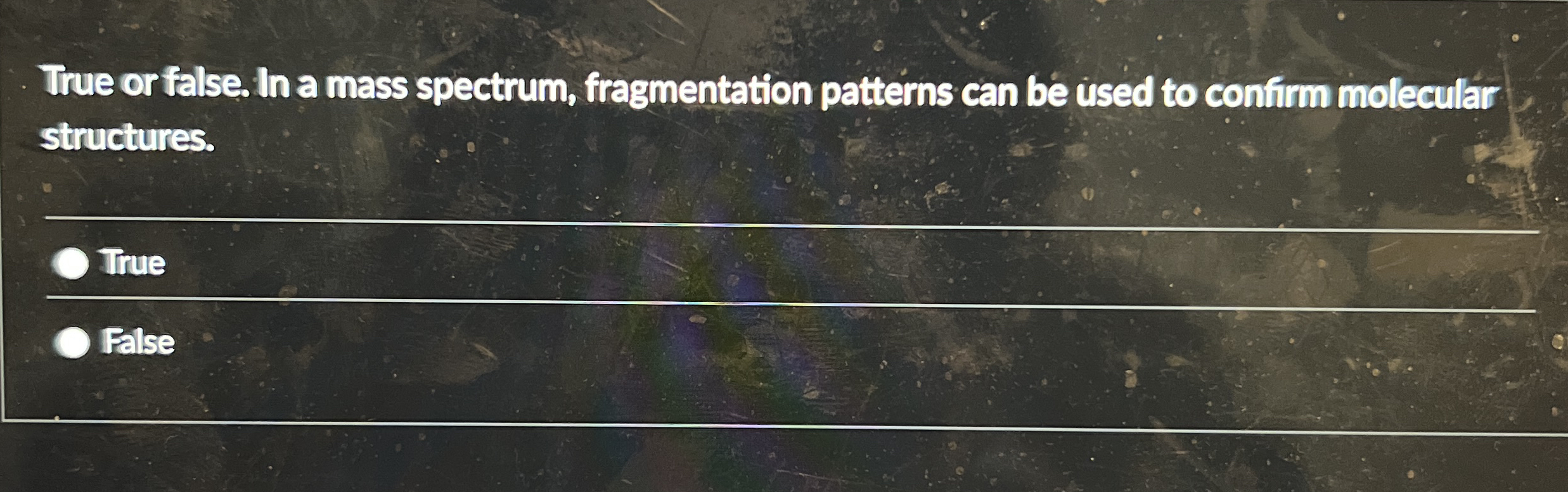 Solved True or false. In a mass spectrum, fragmentation | Chegg.com
