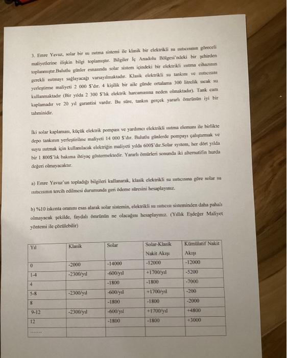 3. Emre Yavuz, solar bir su fstma sistemi lie kiaik | Chegg.com